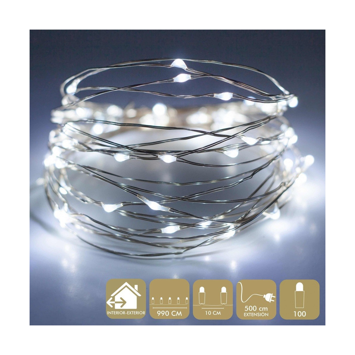 Micro Led 100 Lumières Métal Blanc