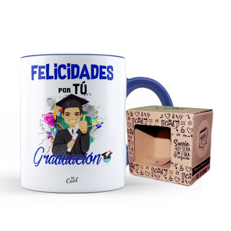 Tasse De Couleur Bleue Félicitations Pour Ta Graduation Homme