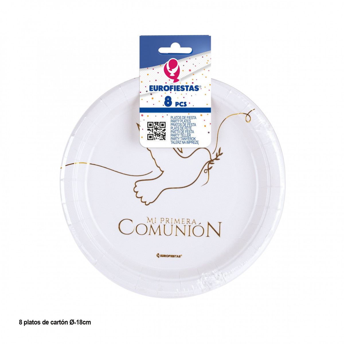 Pack De 8 Assiettes En Carton Pour Communion