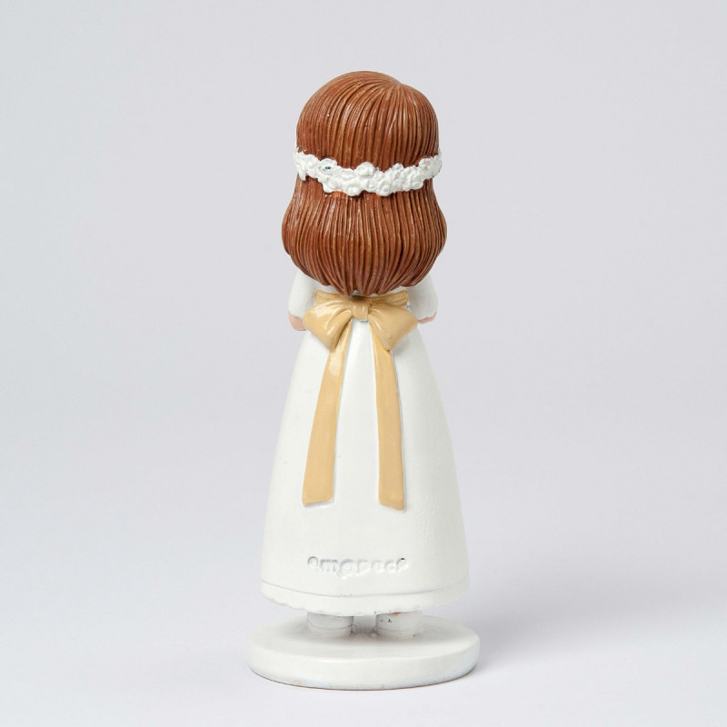 Figurine Gâteau De Communion Fille En Robe Blanche Et Bible 13Cm.