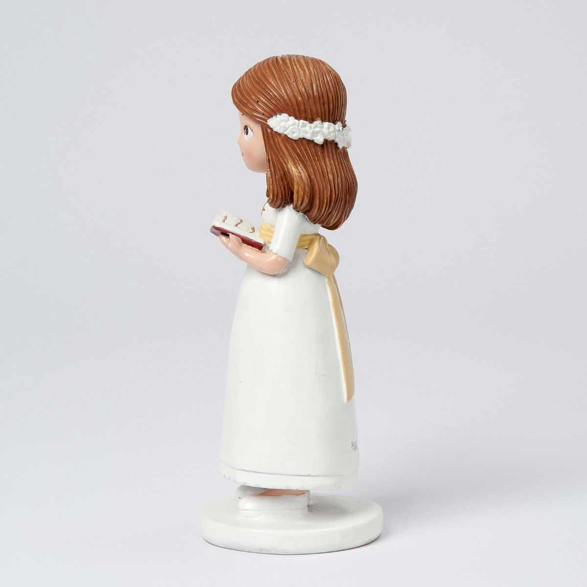 Figurine Gâteau De Communion Fille En Robe Blanche Et Bible 13Cm.