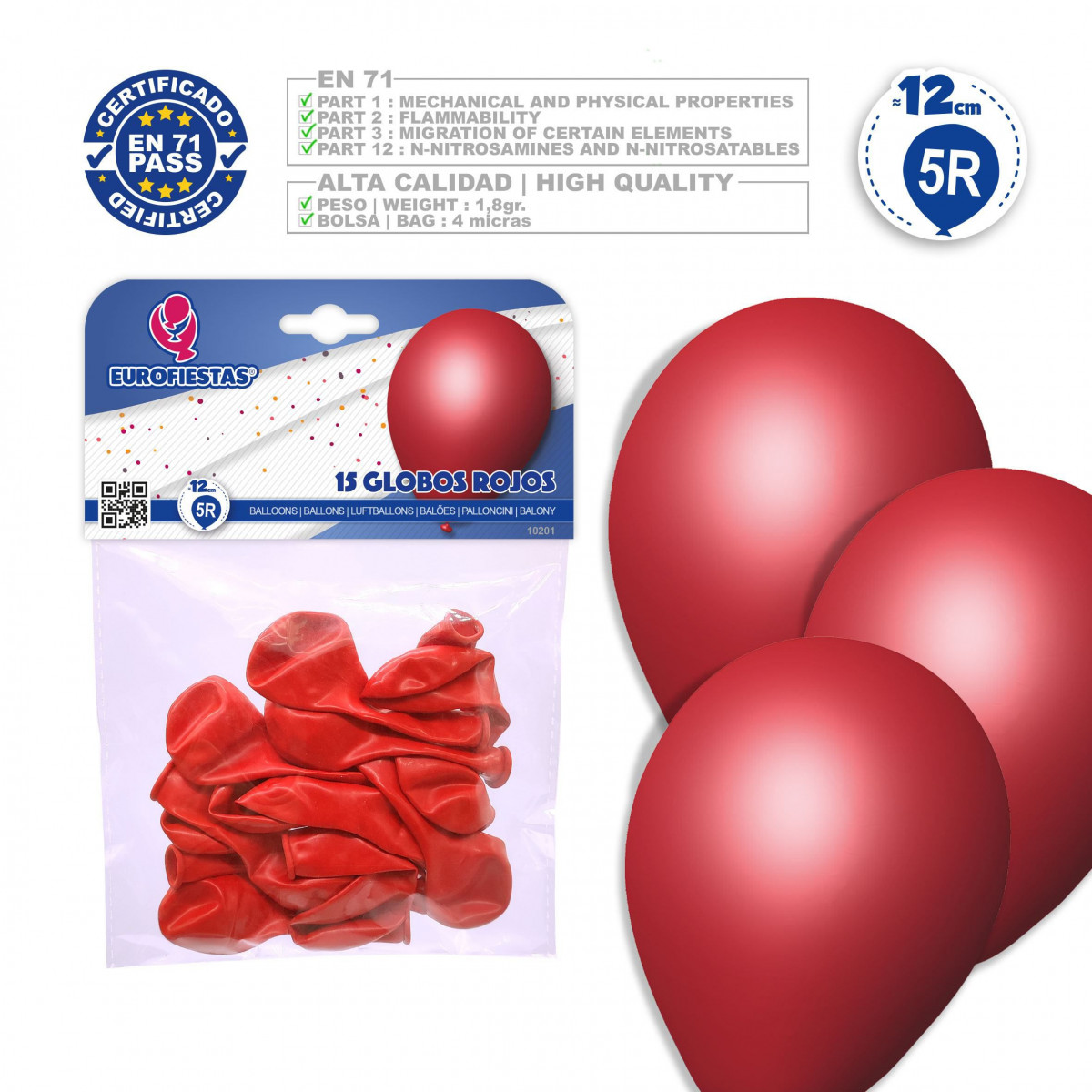 Ballons 5R 15 Rouges
