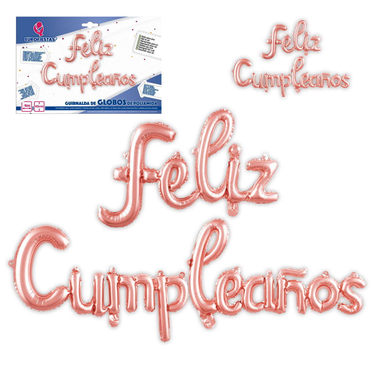 Ensemble De Ballons En Aluminium Joyeux Anniversaire Minuscules En Or Rose