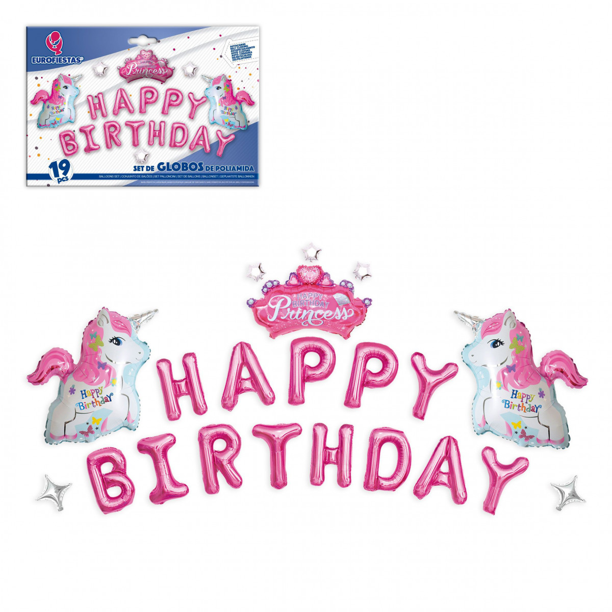 Ensemble De Ballons En Aluminium Joyeux Anniversaire Licorne