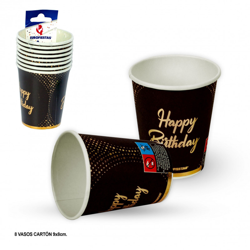 Col En Verre Noir Et Or Happy Birthday Dots