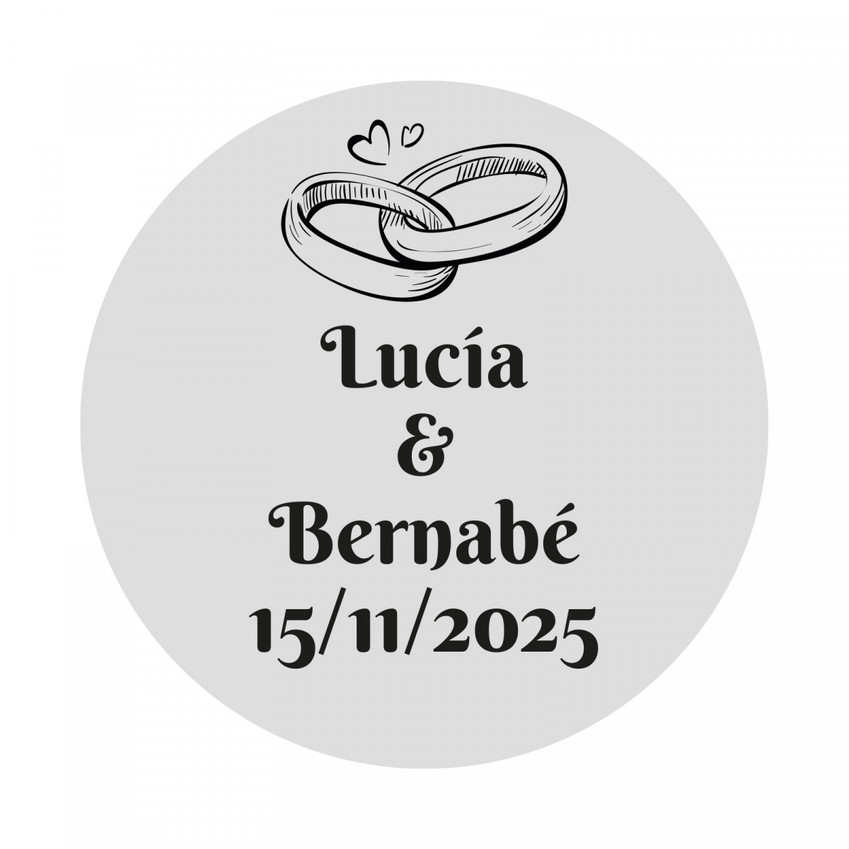 Sticker Mariage Personnalisable 2Cm Avec Anneaux Fond Transparent