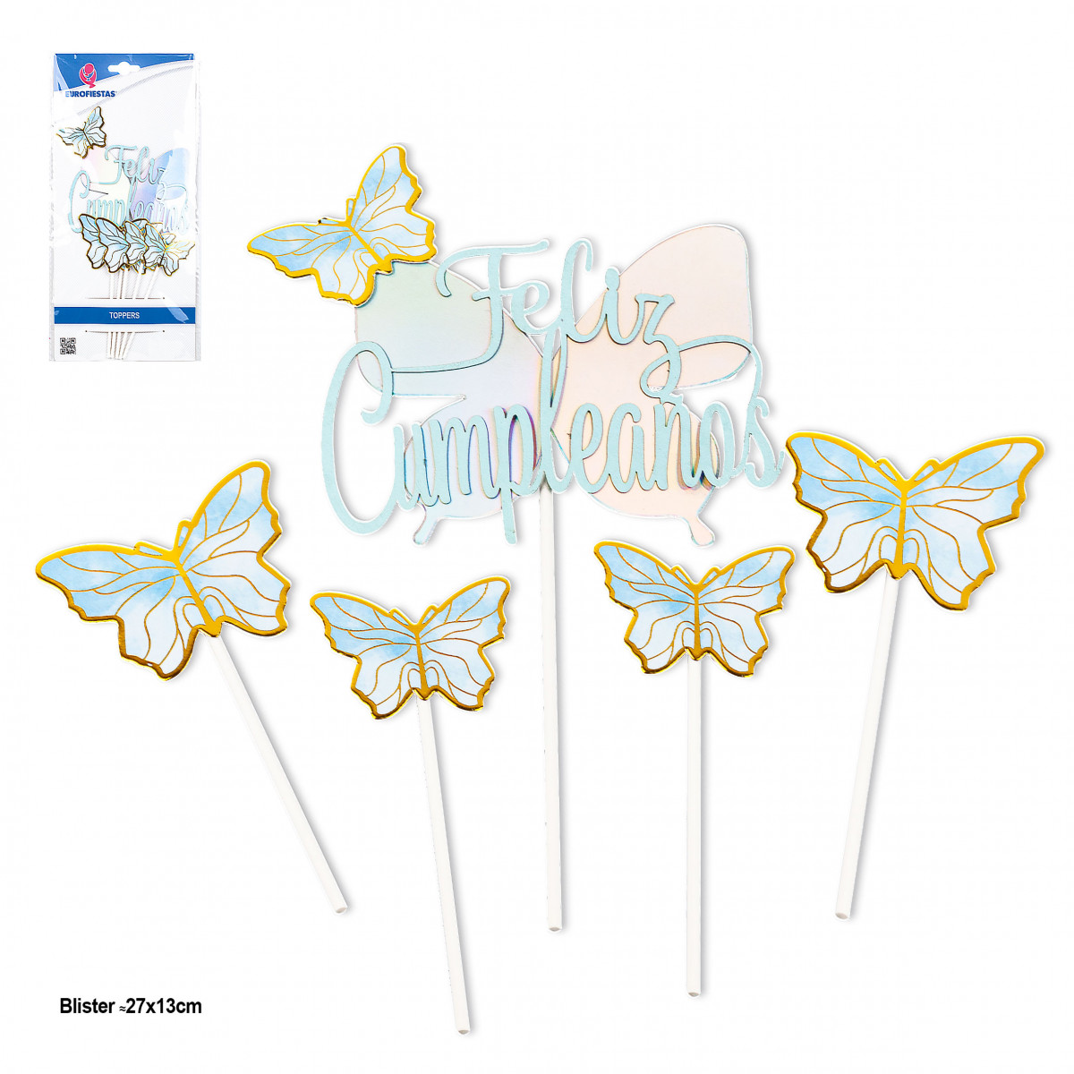 Topper Papillon Bleu Pour Anniversaire