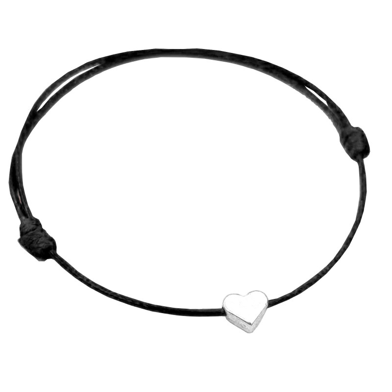 Carte De Rappel Personnalisée Avec Bracelet En Cordon Fin Avec Cœur Argenté Dans Un Sac Pour Les ...