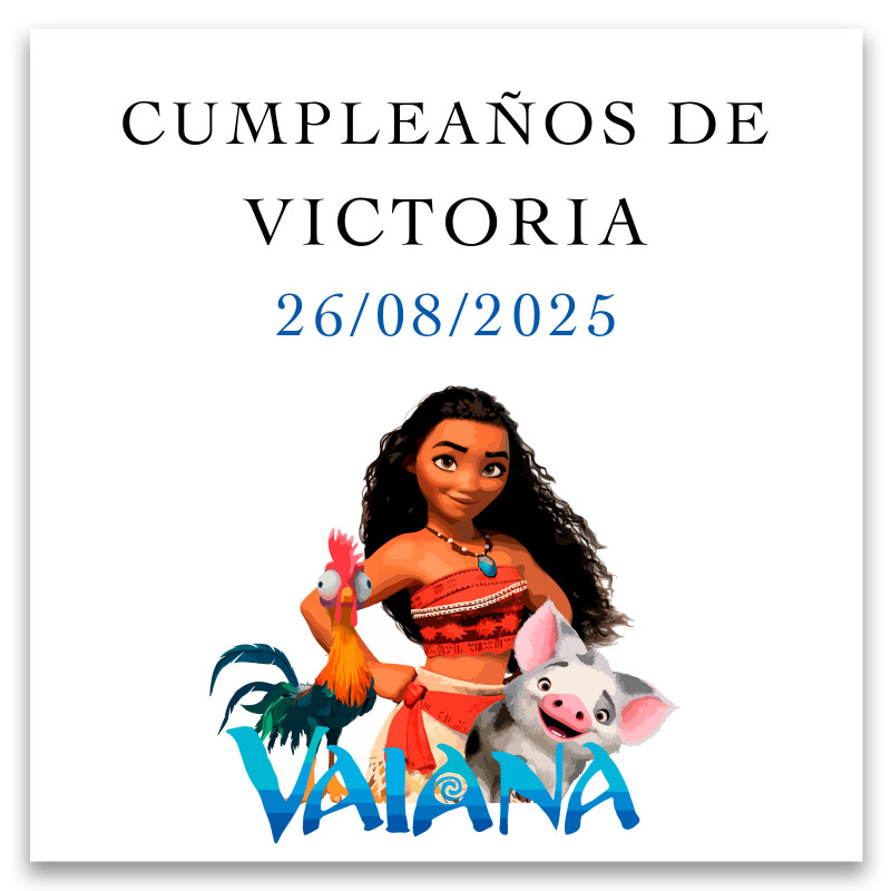 Adhésif Personnalisé Pour Anniversaire Design Vaiana Moana 5X5Cm